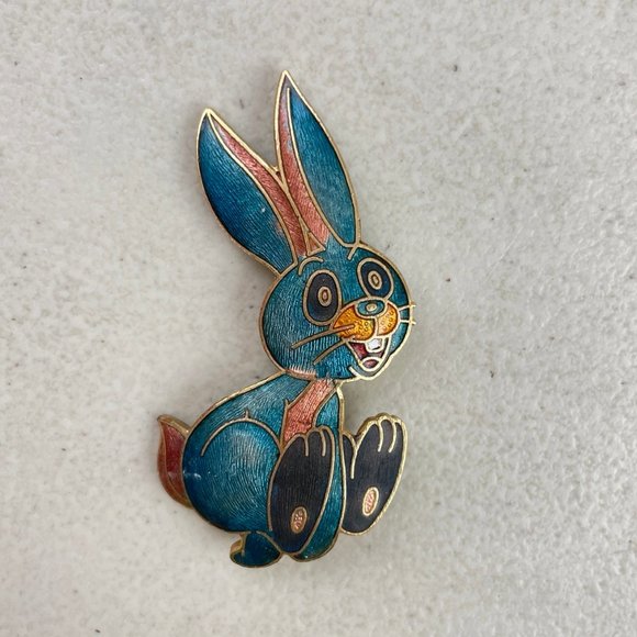 Vintage | Jewelry | Vintage Cartoon Rabbit Pin 7s Metal Enamel Bunny ...